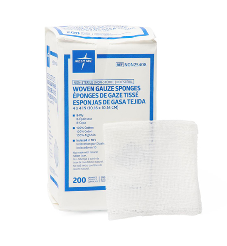 Medline Non-Sterile Woven Cotton Gauze Sponge 8ply 4x4 200Ct – Kaiser ...